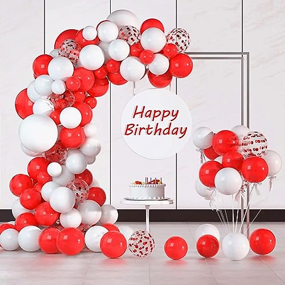 RUBFAC Red Balloons, 146 pcs Different Sizes Pack of 36 18 12 10 5 Inch for Balloon Garland or Balloon Arch as Graduation Wedding Birthday Baby Shower Anniversary Party Decorations