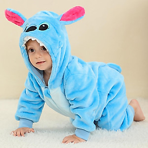 CLOHO Unisex Baby Flannel Romper Animal Onesie Pajamas Costume Hooded Cartoon Outfit Suit