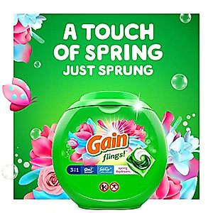 Gain flings! Laundry Detergent Soap Pacs HE Compatible 60 ct Long Lasting Scent Spring Daydream