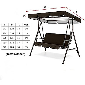 BTURYT Outdoor Sunproof Patio Swings with Canopy 210D Oxford Fabric,Patio Swing Canopy Waterproof Top Cover,Replacement Canopy Cover for 2/3-Seater-Swing-(top Cover + Chair Cover)