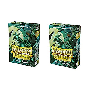 Dragon Shield Bundle: 2 Packs of 60 Count Japanese Size Mini Matte Card Sleeves - Matte Olive