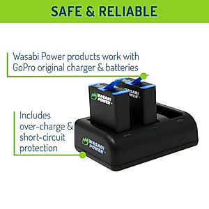 Wasabi Power Battery (4-Pack) and Triple Charger for GoPro Hero 8 Black (All Features Available), Hero 7 Black, Hero 6 Black, Hero 5 Black, Hero 2018