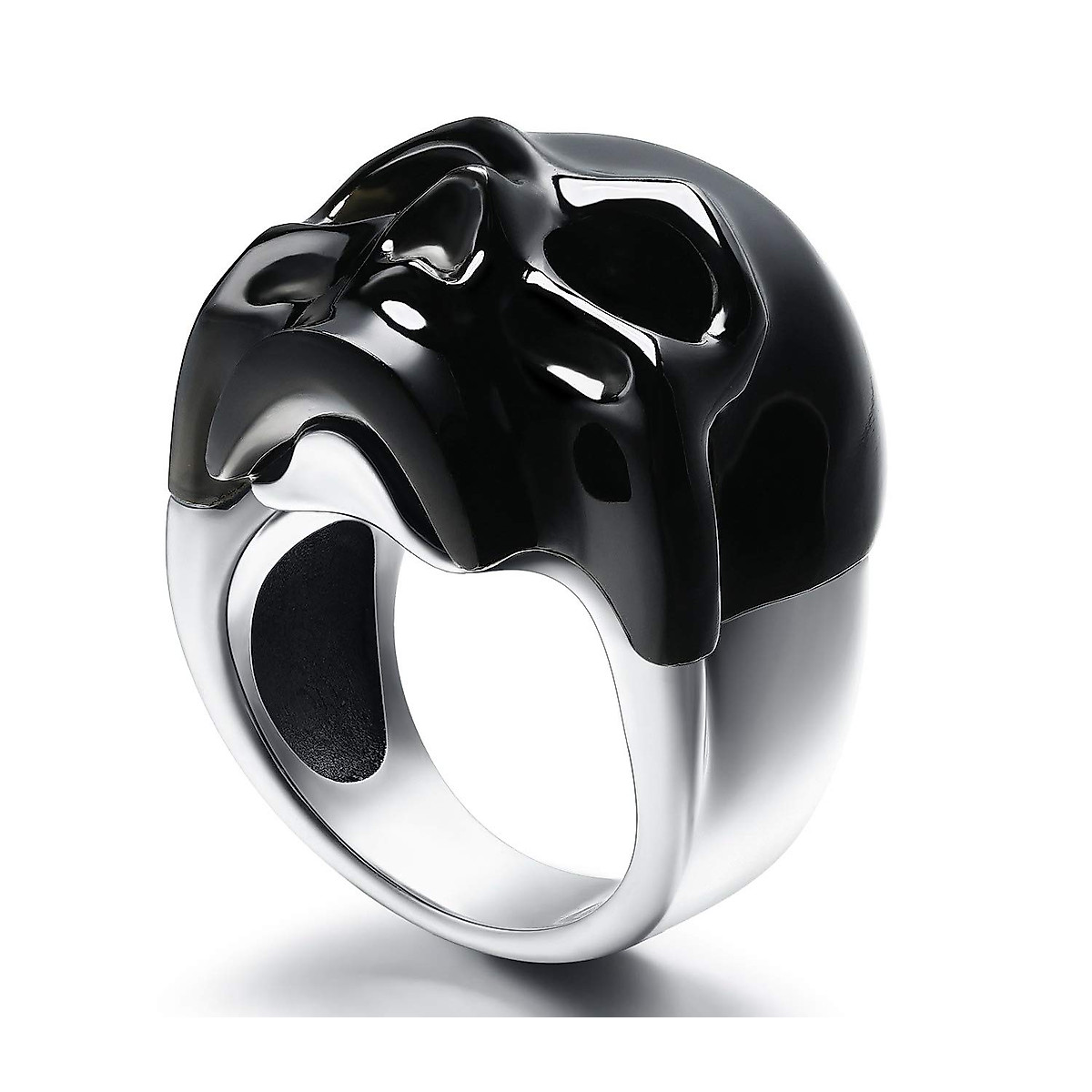 Skullis Signature Gem Skull Ring, Black Obsidian Carved Crystal Skull and 925 Sterling Silver Jewelry (10.5)
