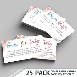 JCVUK Set of 25 Baby Shower Invitations with Envelopes, BOHO Diaper Raffle Tickets and Baby Shower Book Request Cards, Pampas Grass Bohemian Theme Gender Reveal Party For Boys or Girls(YQKTZ-A01)