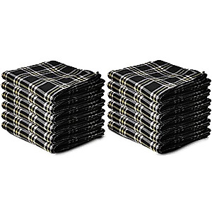 12 Pack of Bulk Soft Fleece Blankets 50 X 60, Light Weight, Cozy Warm Throw Blanket Sofa Travel Outdoor, Wholesale (50 X 60, 12 Pack Black Plaid)
