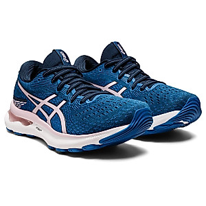 ASICS Women's Gel-Nimbus 24 Running Shoes, 9, French Blue/Barely Rose