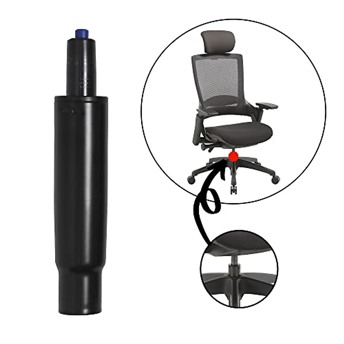 TinkerTown Gaming Chair Gas Cylinder Piston | 10.4inches in Length | 4inches Stroke | Office Chair Replacement Part | Gas Lift | Easy to Install | Aeron Fix