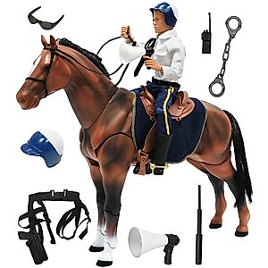 Click N' Play Police on Horse 12" Action Figure Play Set with Accessories