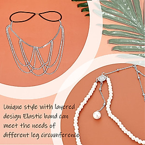 Sanfenly 8PCS Leg Chains Thigh Chain Jewelry for Women Gold Snake Crystal Boho Thigh Chain Layered Beach Body Chains Thigh Jewelry for Summer Holiday Rave Party