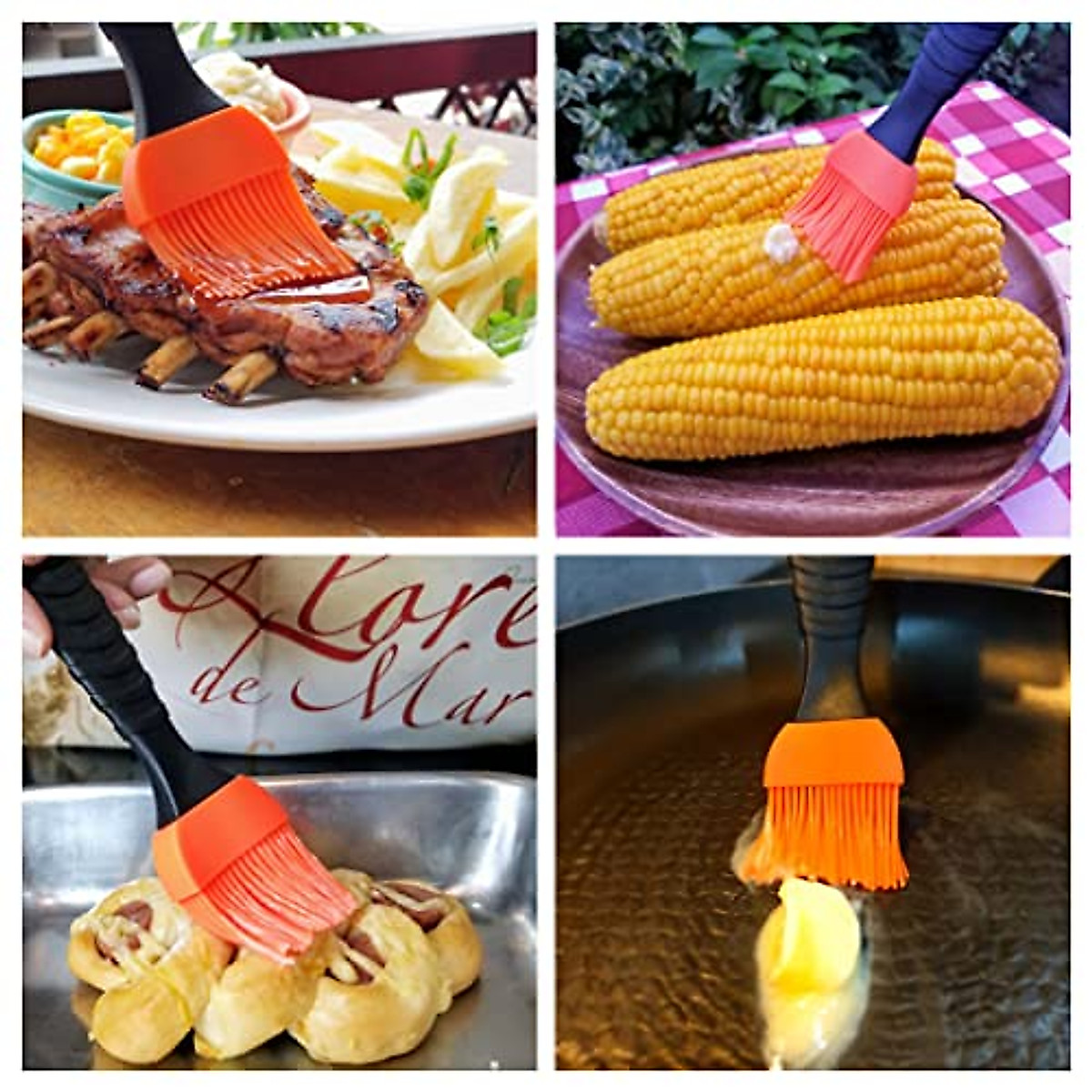 GK’s Premium BBQ Dream Set: 100% Mess Proof Silicone BBQ Smoker Gloves for BBQing All Day Plus Super Sharp Solid Meat Claws for Shredding Plus Silicone Basting Brush | Smoker Accessories for Men and Women (Orange)