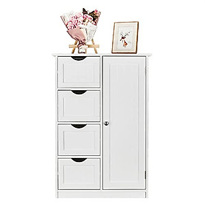 Nightstand Bedside Table Drawer Cabinet 4 Drawer Dresser Shelf Cabinet Storage Home Bedroom Living Room Furniture White Bathroom Storage Cabinet Lightweight Space-saving Easy To Move Storage Tower Dre