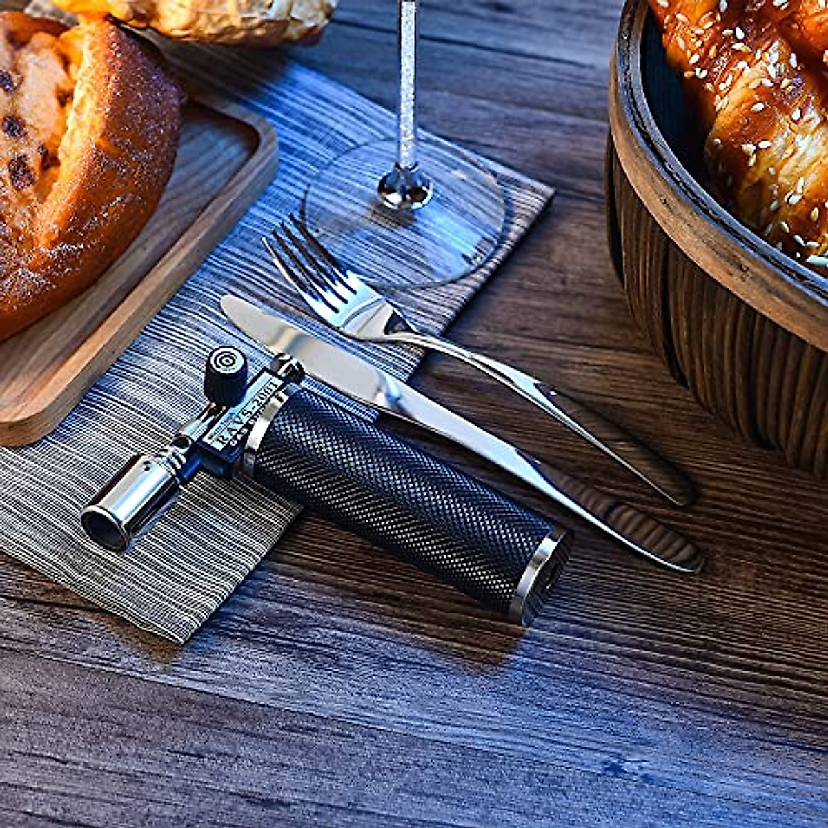 ravs Butane Torch, Refillable Kitchen Torch Lighter with Safety Lock and Adjustable Flame, Creme Brulee Kitchen Food Torch for Baking, Culinary Cooking Torch, Blow Torch - Butane Gas Not Included