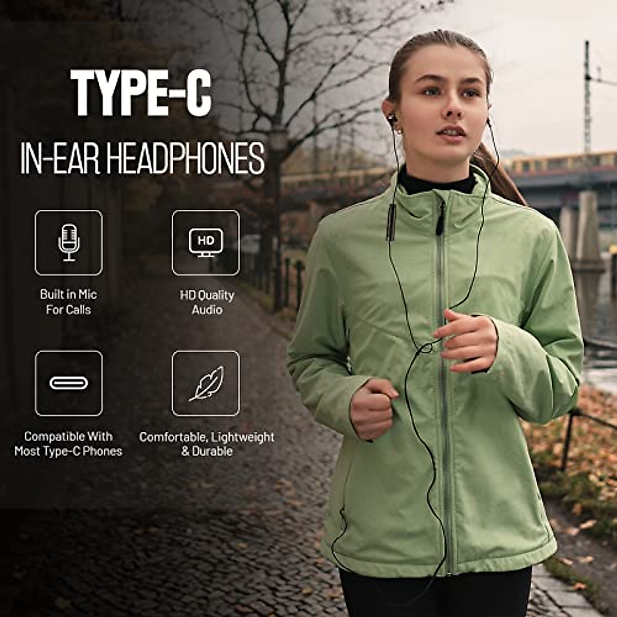 USB C Headphones, USB Type-C Wired Earphones in-Ear Earbuds Headset with Mic and Volume Control Compatible with iPad Pro, Samsung Galaxy S22 S21 Ultra S20 S20 FE, Google Pixel Xiaomi Huawei Oneplus