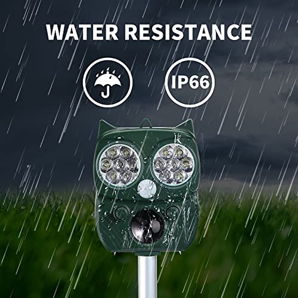 Kittmip 2 Pieces Ultrasonic Animal Repeller Solar Powered Animal Repellent Animal Deterrent Devices Waterproof with Motion Sensor Audible Alarm Flashing Light for Garden Cat Dog Mice Bird Deer