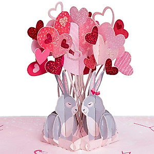 Pop of Art - Love Bunnies Valentines Day Pop Up Card, Handmade 3D Popup Greeting Cards for Valentines Day, Wedding, Anniversary, Love, Romance, Thinking of You, All Occasion | 5" x 7"