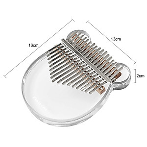 Flatsons Acrylic Kalimba Thumb Piano 17 Keys Crystal Acrylic Mbira Finger Piano with EVA Carry Bag Portable for Gifts Kids Adult Beginners Unisex (Bear style)