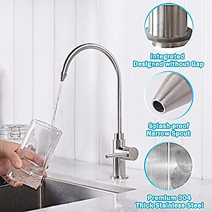 W AWESTEEL Kitchen Bar Sink Filtered Drinking Water Faucet Tap Non-air Gap Reverse Osmosis Brushed Stainless Steel