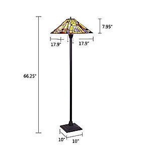 Chloe Lighting Kinsey Tiffany-Style Blackish Bronze 2-Light Mission Floor Lamp 18" Shade