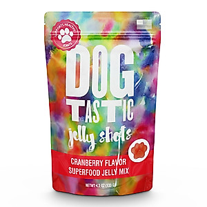 SodaPup Dogtastic Jelly Shots – Cranberry Flavored, Fruity Gelatin Mix Superfood Dog Treat Made in USA, Packed with Collagen and Health Benefits for Digestion, Gut, Joints, Skin, Fur, & Coat – 4.7oz