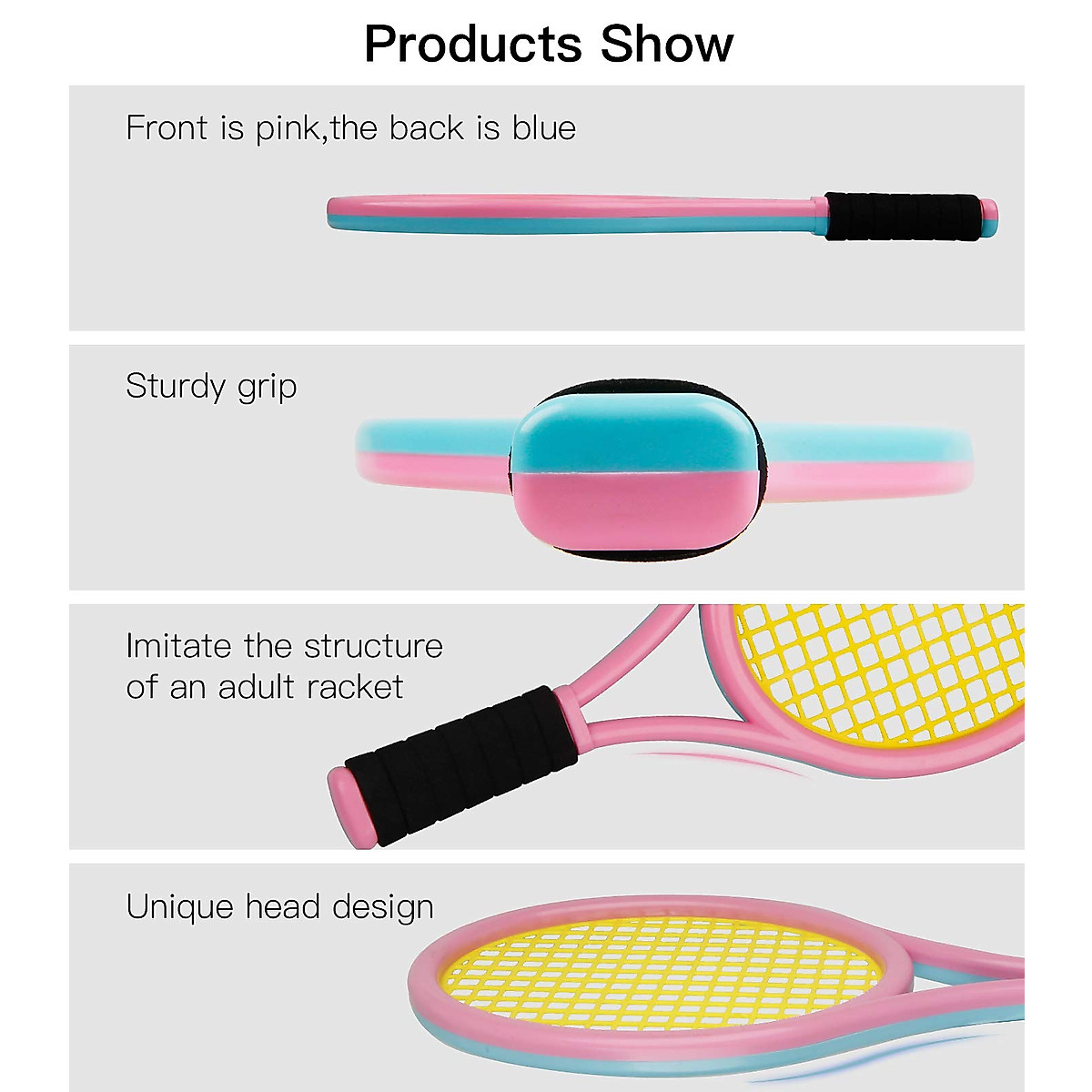 Crefotu Kid Tennis Racket Set for Toddler,Children,Sponge Handle, Includes 6 Badminton, 1 Tennis Ball, Bag and 2 Balls - Increase Children's Sports,Improve Tennis Skills