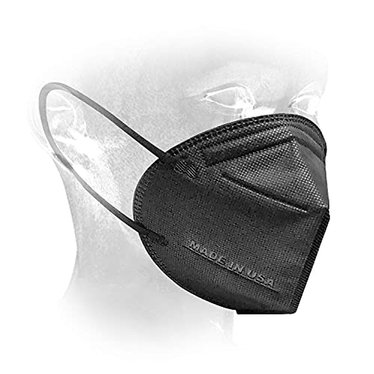 Aidway 5 Layer Face Mask Made In USA Pack of 10 Masks (Black)