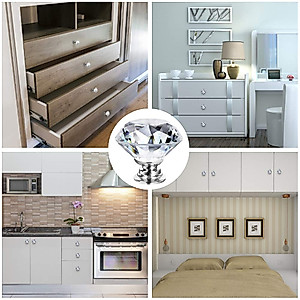 NORTHERN BROTHERS Cabinet Knobs - Crystal Dresser Knobs for Cabinets and Drawers 30mm- Diamond Glass Pulls Handles 10 Pack Silver