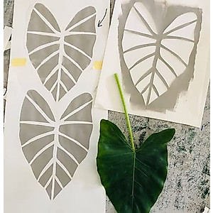 Handprinted Canvas Tote Bag, Reuseable Grocery Shopping Tote with Long Handles, Multipurpose, Sturdy 100% Cotton Canvas Shoulder Bag with Big Tropical Fijian Leaf Print - Via Print, Yellow