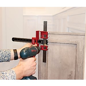 Milescraft 1340 Hardware Jig – Adjustable Drill Guide to Quickly Install Cabinet/Drawer Handles, Knobs and Pulls. Cabinet Hardware Template, Wood Drilling Guide Jig, Drawer Pull Jig.