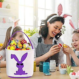 Easter Basket for Kids Easter Bunny Bag Easter Decorations (Blue - Glass)