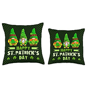 St. Patrick's Day by Content Design Studio Happy St. Patricks Day, Funny Gnomes, Green Pattern Throw Pillow, 16x16, Multicolor