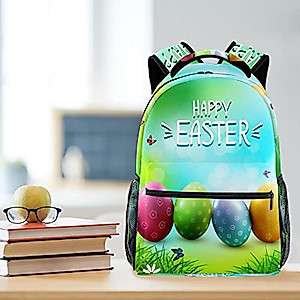VBFOFBV Unisex Adult Backpack with for Travel Work, Happy Easter Egg Flowers