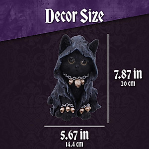 Nemesis Now Grim Reaper Cat Figurine, Hand-Painted Black Kitten with Olive Eyes and Skull Charms, Gothic Collectible Decor, 16cm