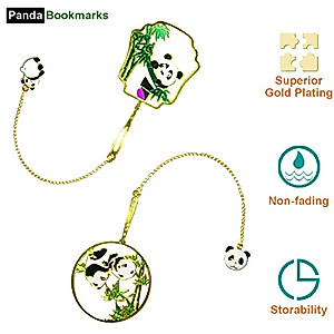 5 Pack Bookmarks Metal Cute Panda Hollow Bookmark with Tassel Gift Set for Teens Children Students Kids Book Lovers