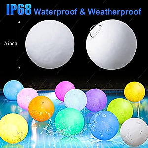18 Pcs Floating Pool Lights, 3 Inch LED Glow Pool Ball Lights with 3 Timing Remote Waterproof Light up Pool Float Hot Tub Bathtub Night Lights for Pond Fountain Garden Lawn Pool Accessory Party Decor