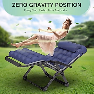Suteck Patio Reclining Chair, Portable, Foldable, Durable, Adjustable, Comfortable, Blue