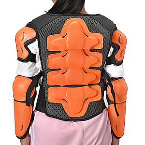 Kids Motorcycle Armor Vest Suit Body Dirt Bike Protective Gear Youth Chest Spine Protector Child Elbow Knee Pads for Outdoor Racing Riding Skating Snowboarding Skiing Orange