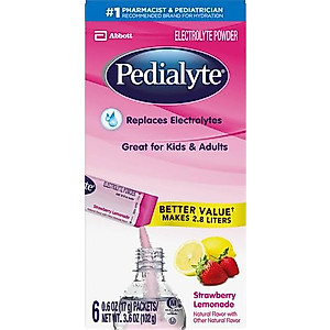 Pedialyte Electrolyte Powder Strawberry Lemonade, 6 Ct