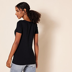 Amazon Essentials Women's Classic-Fit Short-Sleeve Crewneck T-Shirt, Pack of 2, Black, Medium