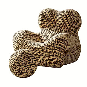 ESRADA Lazy Chair with Ottoman, Modern Soft Reading Chair Accent Contemporary Lounge Leisure Sofa Chair,Large Wrap-Around Armrests Lazy Sofa Chair