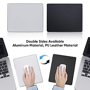 JEDIA Mouse Pad, Silver Premium Hard Metal Aluminum Mousepad, Double Side Waterproof Ultra Smooth Mouse Pad for Fast and Accurate Mouse Control for Office and Gaming, 9.4 x 7.9inch
