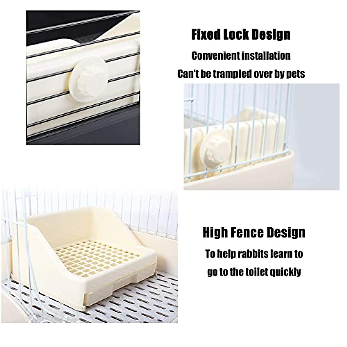 Hamiledyi 14 Pcs Rabbit Litter Box with Drawer Urinal Pad Pet Toilet Cage Trainer Corner Potty Cleaner Broom Brush Dustpan for Guinea Pigs Chinchilla Ferret Bunny Hedgehog Small Animals(White)