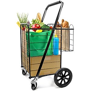 Folding Shopping Cart, Grocery Cart On Wheels Foldable, Shopping Carts for Groceries, Collapsible Shopping Cart Holds up to 70L/Max 110Ibs for Kitchen Storage Carts Utility Carts