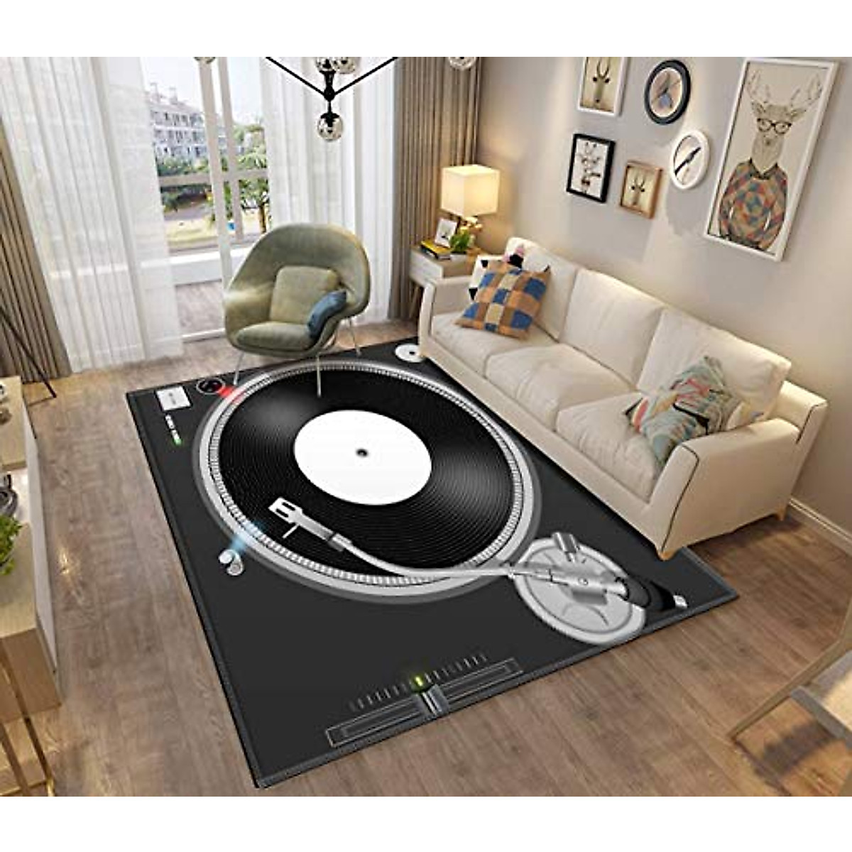 Turntable Area Rugs Non-Slip Floor Mat Doormats Home Runner Rug Carpet for Bedroom Indoor Outdoor Kids Play Mat Nursery Throw Rugs Yoga Mat