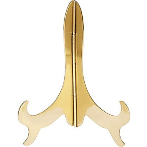 Bard's Hinged Brass Plate Stand, 7" H x 6" W x 4.25" D (For 7.5" - 9.5" Plates)