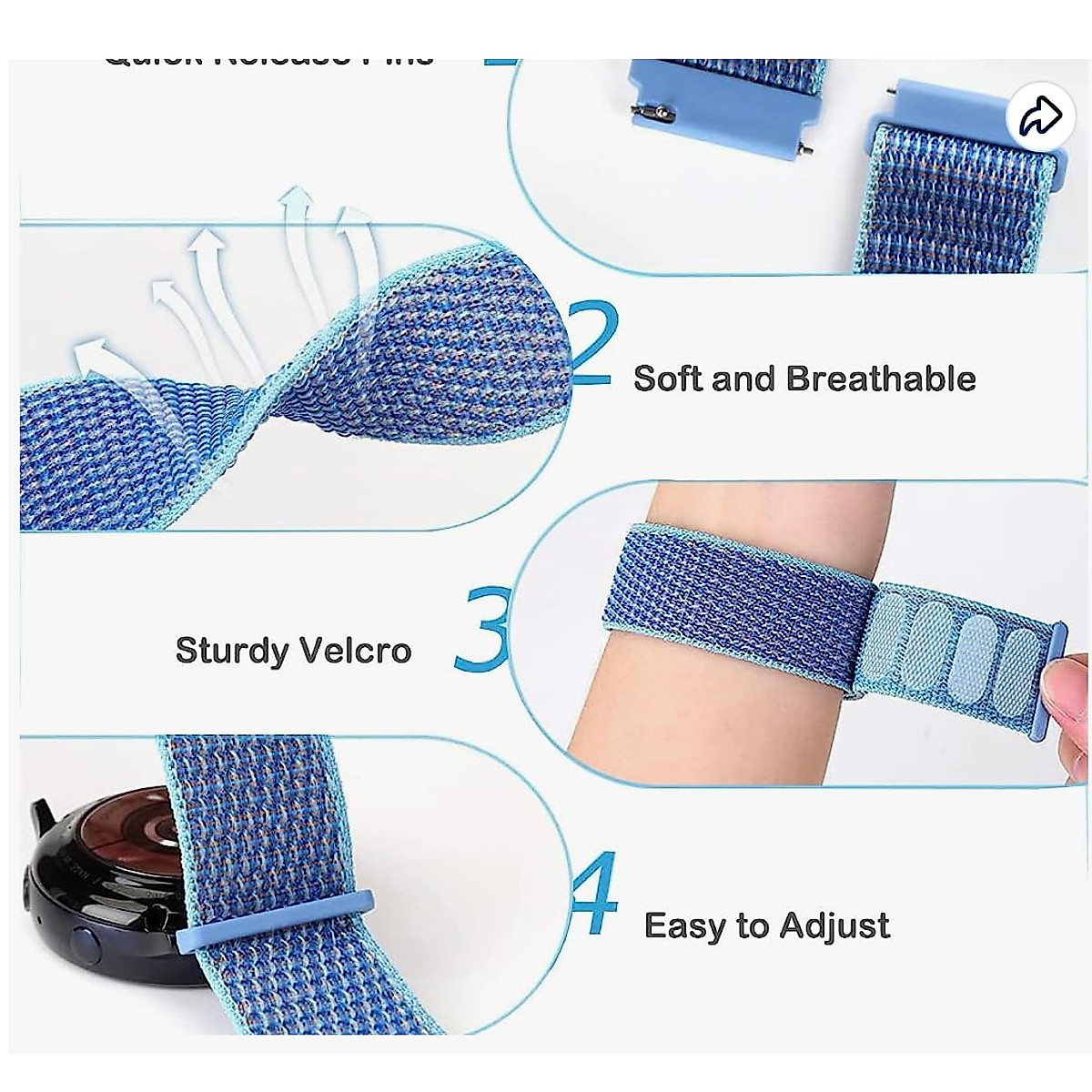 JMsmilestore Nylon Band Replacement 20mm for Gizmo Watch 3,2,1- Gabb Watch - Replacement Gabb Watch Bands for Boys and Girls (Light Green)