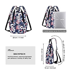 KAMO Women Fashion Backpack Purse Multi Pockets Original Print Daypack Casual Sling Bag for Women Girls