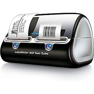 LabelWriter 450 Twin Turbo Direct Thermal Label Printer, Black - USB Connectivity Print up to 71 Labels Per Minute, 300 x 600 dpi, 2.20'' Maximum Width Monochrome Barcode Maker (1752266)