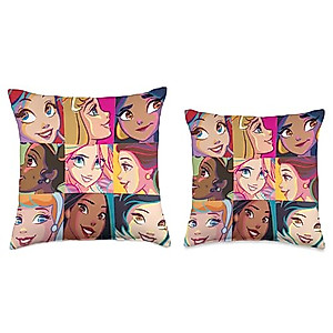 Disney Princess Characters Pop Art Grid Throw Pillow, 18x18, Multicolor