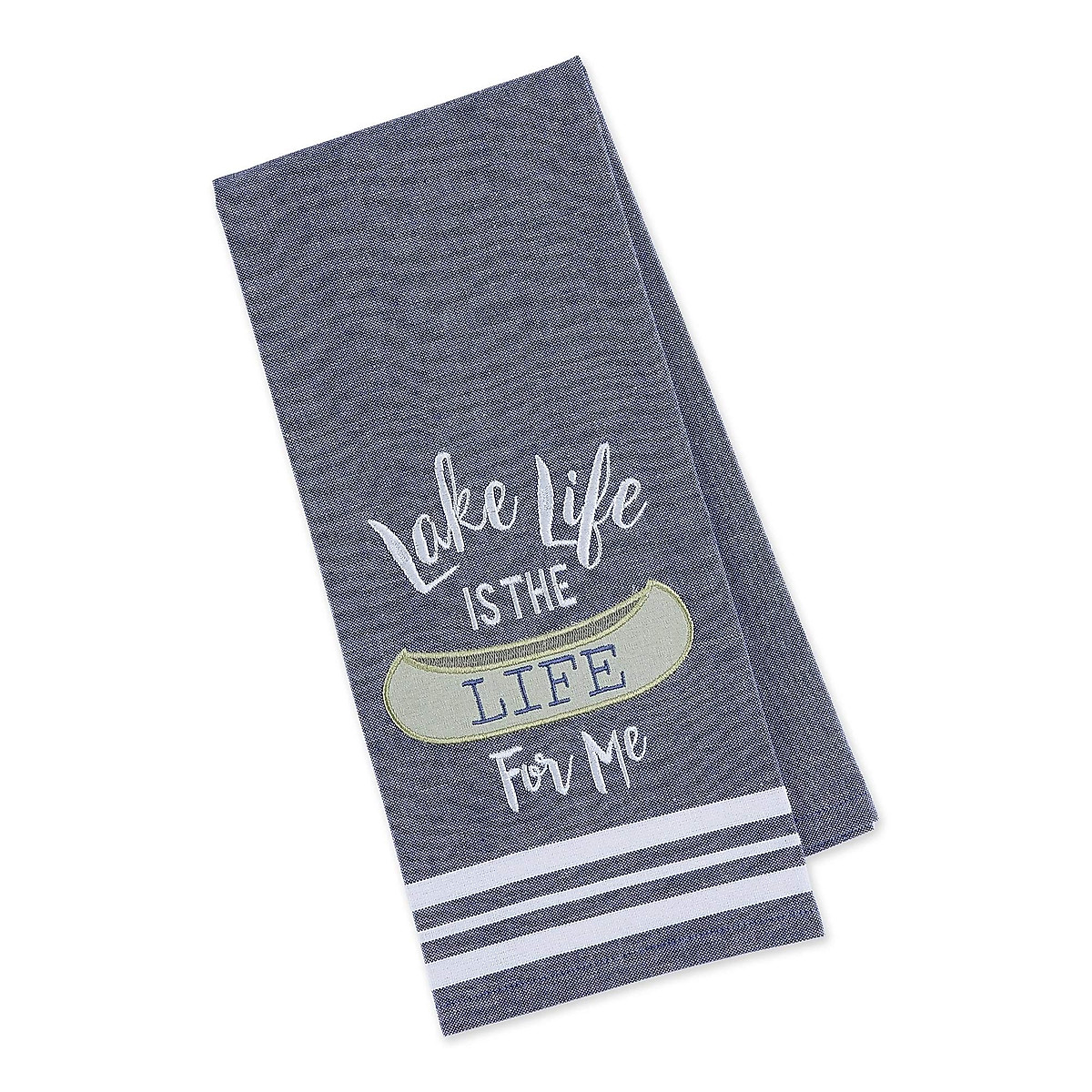 2 Embroidered Lake Kitchen Towels with 1 Plaid Towel | Relax You're at The Lake, Plaid Print, Lake Life Decor Theme Towel Set