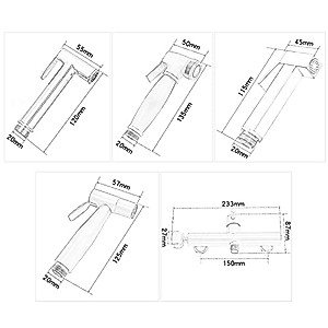 MINJING Bidet Sprayer Kit for Toilet Grey Hot and Cold Hand Held Sprayer Toilet Attachment Multifunction Wall Mounted Bathroom Toilet Bidet Mixer Spray Kit,Shower Hose,D